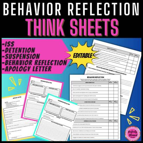 Detention ISS Reflection Worksheets Behavior Think Sheets Restorative ...