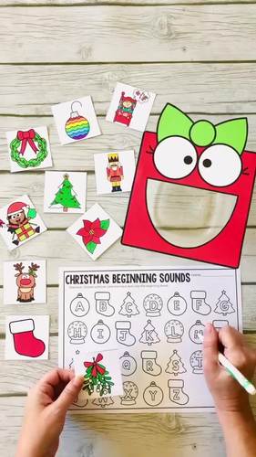 Feed the Gift Christmas Themed Beginning Sounds | TPT