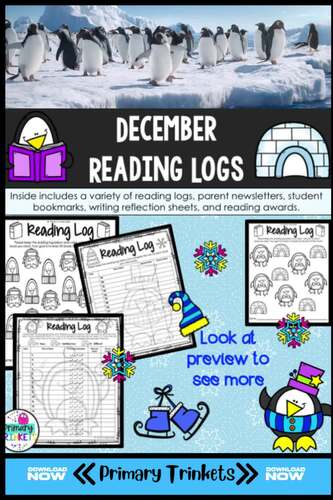 December Penguins Reading Log Packet by Primary Trinkets | TPT
