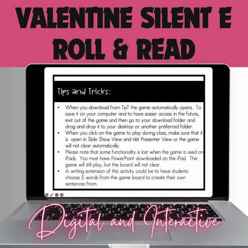 Valentine Roll & Read Multisyllabic Silent E Words Sentences Digital ...