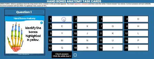 Hand Bones Anatomy Digital and Print Task Cards-Skeletal System Activity