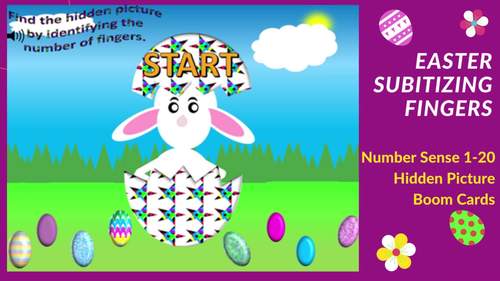 Easter Subitizing with Fingers Hidden Picture Number Sense 1-20 Boom Cards