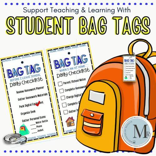BAG TAGS | Student Daily Checklist | 2.75 x 5.5 | BACK-TO-SCHOOL