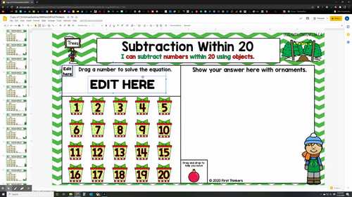 Christmas Math Digital Resources Subtraction Within 20 Winter Activities