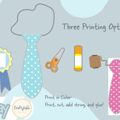 Father's Day Tie and Medal Craft - Color-Black & White-Customizable ...