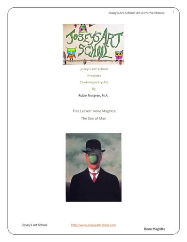 Rene Magritte Art Lesson Son of Man 1st 2nd 3rd 4th Grade Writing Activity