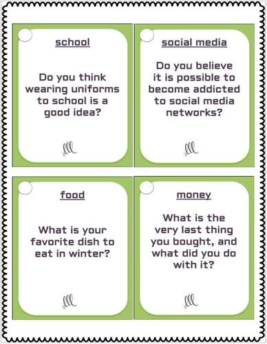 ESL ELL Conversation Starter Prompt Cards Speaking Activity | TPT