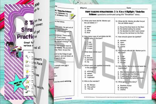 Test-Taking Strategies Poster and Practice ~ 8 tips for Reading or Math ...