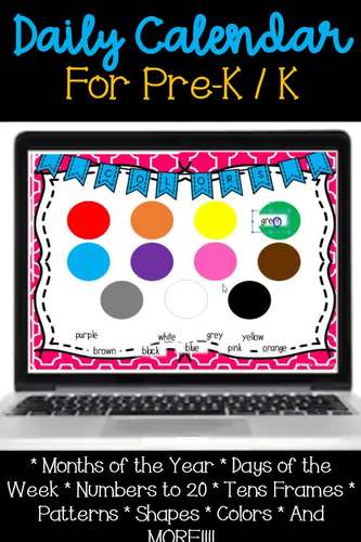 Calendar Math for Pre-K / Kindergarten GOOGLE Distance Learning by ...