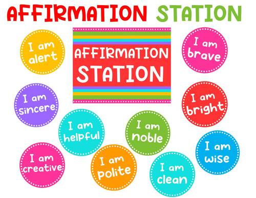 Bright Round Positive Affirmation Labels, Printable Student Affirmation ...