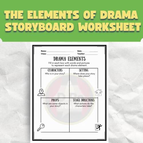 Elements of Drama Storyboard SPED Worksheet | Elementary Middle School