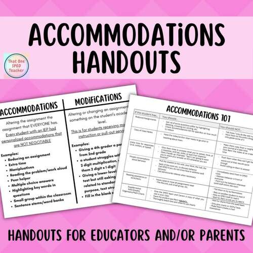 Special Education Accommodations Handouts for Teachers by That One SPED ...