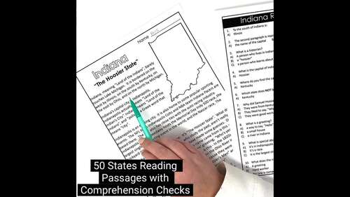 United States 50 States Reading Comprehension Passages Region Geography Map
