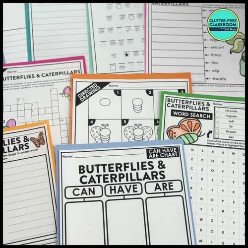 CATERPILLARS ACTIVITY PACKET BUTTERFLIES word search early finisher ...