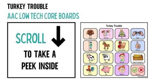 Turkey Trouble AAC Core Boards by Jennie's Speech Room | TPT