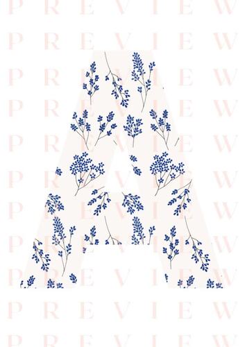 Blue Wildflower Print | A-Z 0-9 Decor | Printable Bulletin Board ...