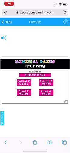 Fronting Minimal Pairs BOOM Cards™ | Speech Therapy Distance Learning