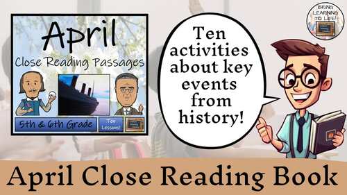 April Close Reading Comprehension Activity Book | 5th-6th Grade | TPT