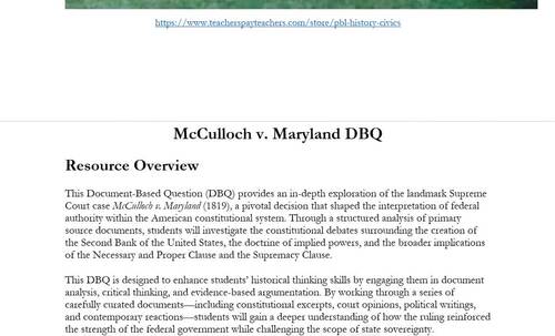 McCulloch v. Maryland DBQ by PBL History & Civics | TPT