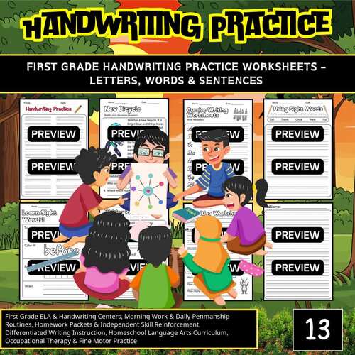 First Grade Handwriting Practice Worksheets - Letters, Words & Sentences