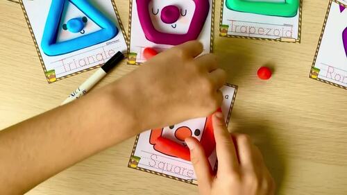 Shapes Play Doh Mats Fine Motor Playdough Visual Cards for Preschoolers