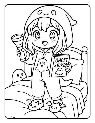 Haunted Cuties Coloring Pages | 45 Spooky Kawaii Girls for Teens & Adults