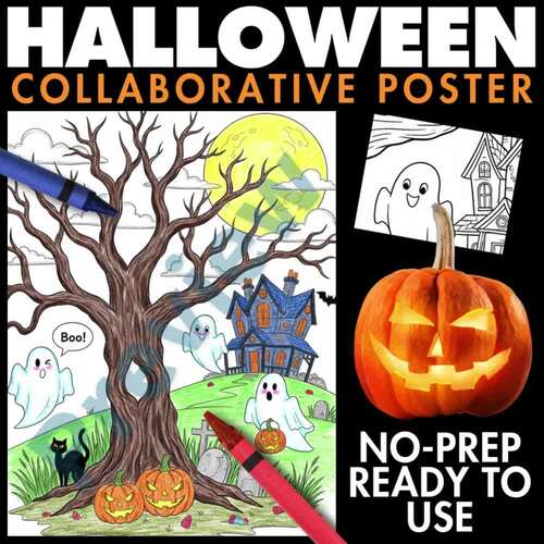 Halloween Collaborative Poster October Art & Writing Activity Ghost ...