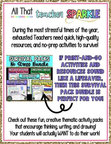 3rd 4th 5th Holiday/Seasonal Themed Activities BUNDLE - Printable ...