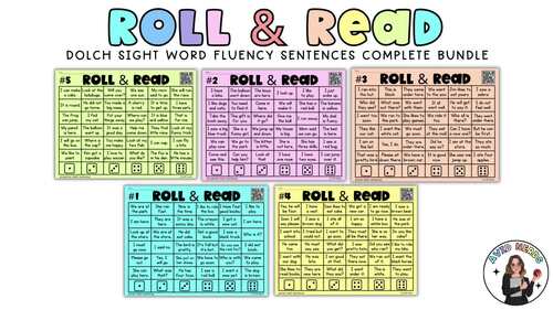 Roll and Read Dolch High Frequency Sight Word Fluency Sentences | Bundle