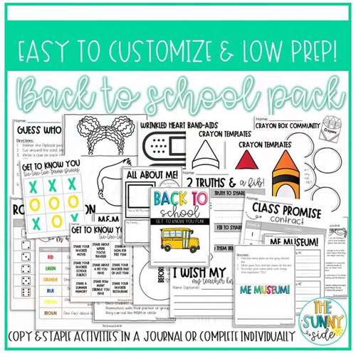 Back to School Get to Know You Pack | 10 Activities by The Sunny Side