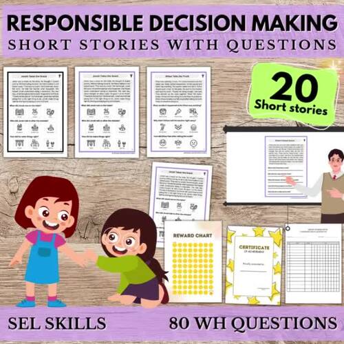 Responsible Decision Making Short Stories W/ Questions Worksheets SEL ...