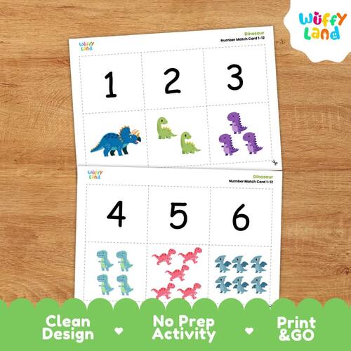 Dinosaur Counting Cards 1-20 | Number Match Game & Math Center ...