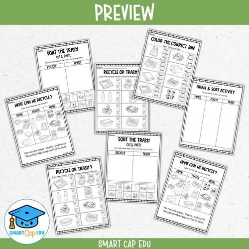 Recycle or Trash Sorting Activities | Kindergarten Earth Day Worksheets