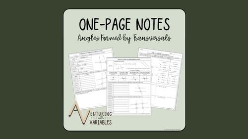 Angles Formed by Transversals One-Page Notes | Scaffolded Geometry Notes