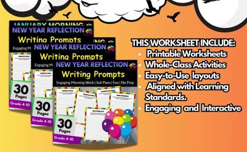 New Year Reflection Opinion Prompt Writing Activities 4th,5th,6th,7th ...