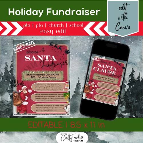 EDITABLE | Holiday Fundraiser | Christmas | Charity | Santa | Event