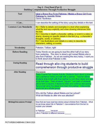 Malala a Brave Girl From Pakistan / Iqbal a Brave Boy From Pakistan Lessons