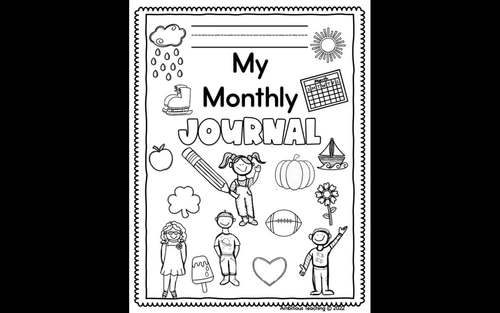 Monthly Writing Journal | Writing Center by Ambitious Teaching in K