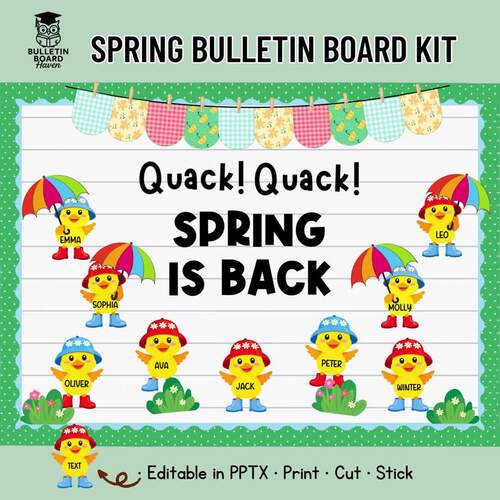 Spring Bulletin Board Kit: Duck Theme Classroom Decor | Editable PPT ...