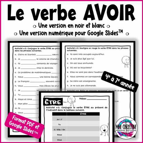 Le verbe ÊTRE au présent de l'indicatif I Activités et quiz I French verbs