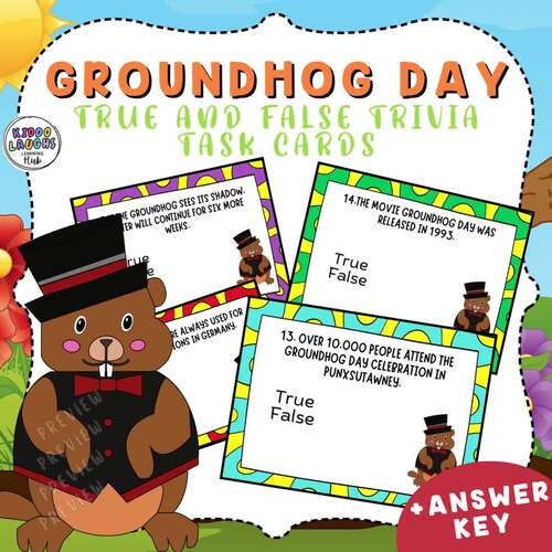 Groundhog Day Task Cards Activity & Interactive Trivia Game for ...