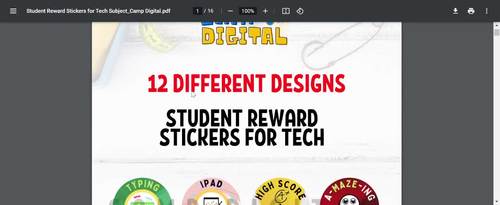 12 Student Reward Sticker Badges for Tech Subject- Print and Digital
