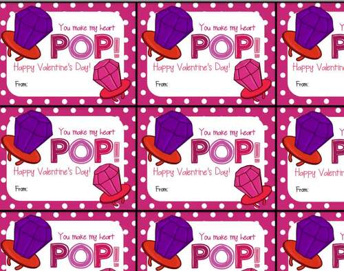 Ring Pop Valentine's Day Gift Tag- You make my heart pop! | TPT