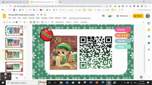 24 Christmas QR code story cards for Listerning center w/ visual ...