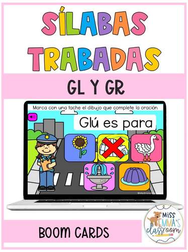 Sílabas trabadas Gl y Gr Boom Cards | Digital Blends in Spanish | TpT