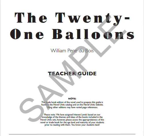 The Twenty-One Balloons Novel Units® Teacher Guide Novel Study | TPT