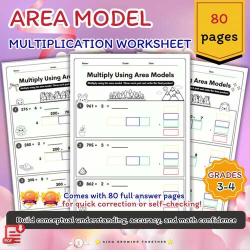 Area Model Multiplication Bundle | Build to Master 3-Digit × 1-Digit