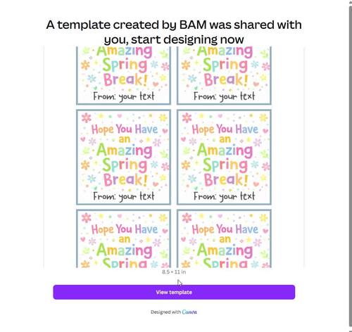 Editable Spring Break Gift Tags | Amazing Spring Break Student Treat ...