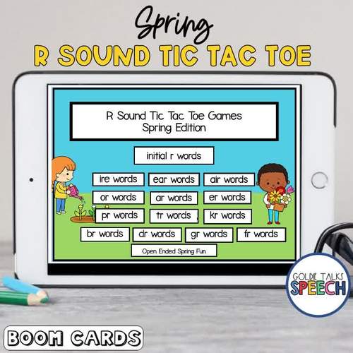 R Sound Tic Tac Toe Boom Cards: Spring Edition | Speech| articulation