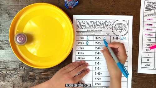 Math Blades Spinner Toy Math Facts Worksheets by Peachie Speechie